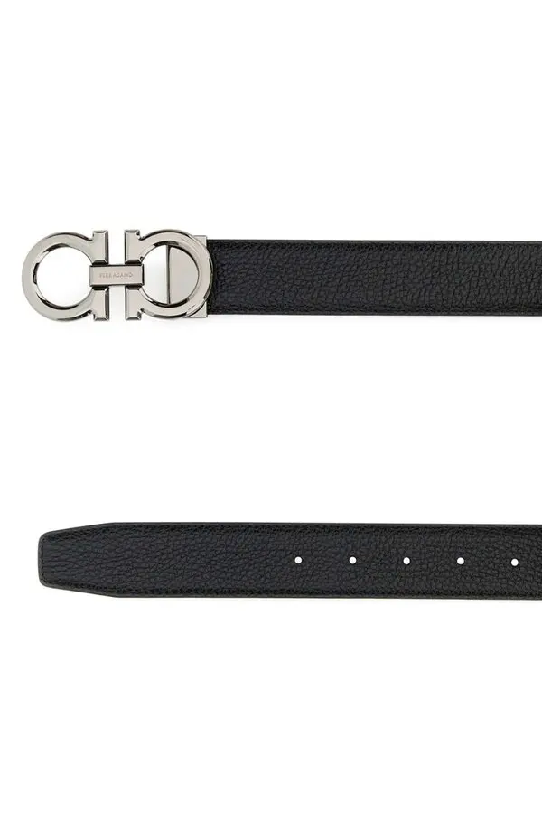 FERRAGAMO Reversible Leather Belt - Black