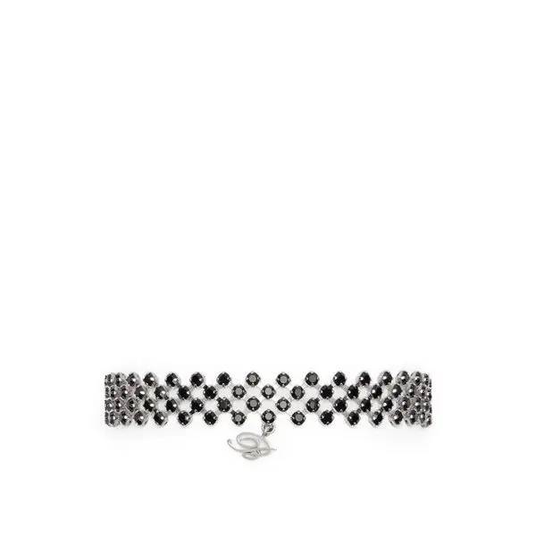 Blumarine Crystal Embellished Chain Detail Necklace - Silver