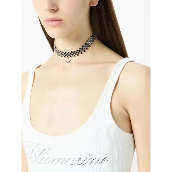 Blumarine Crystal Embellished Chain Detail Necklace