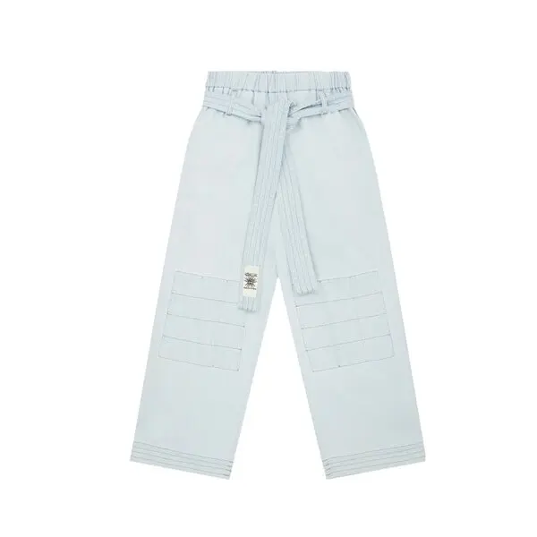 Stella McCartney Belted Denim Pants With Knee Detail - Blue