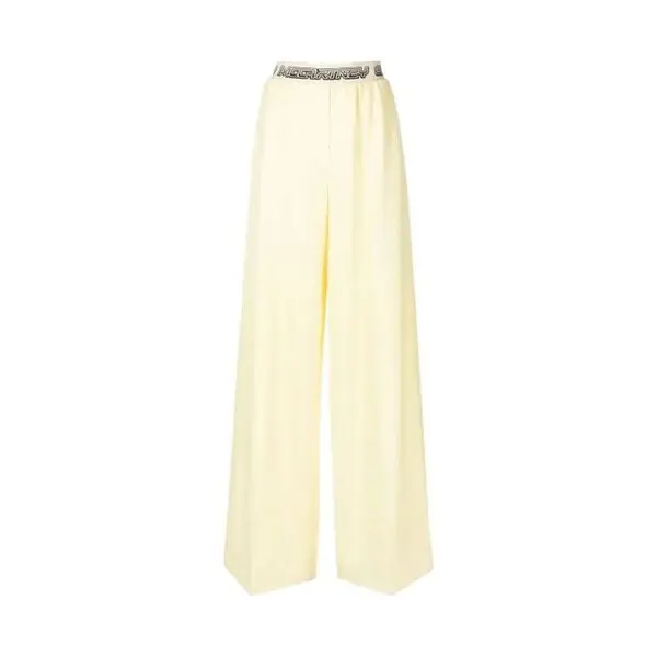 Stella McCartney Wide Leg Logo Wool Pants - Yellow
