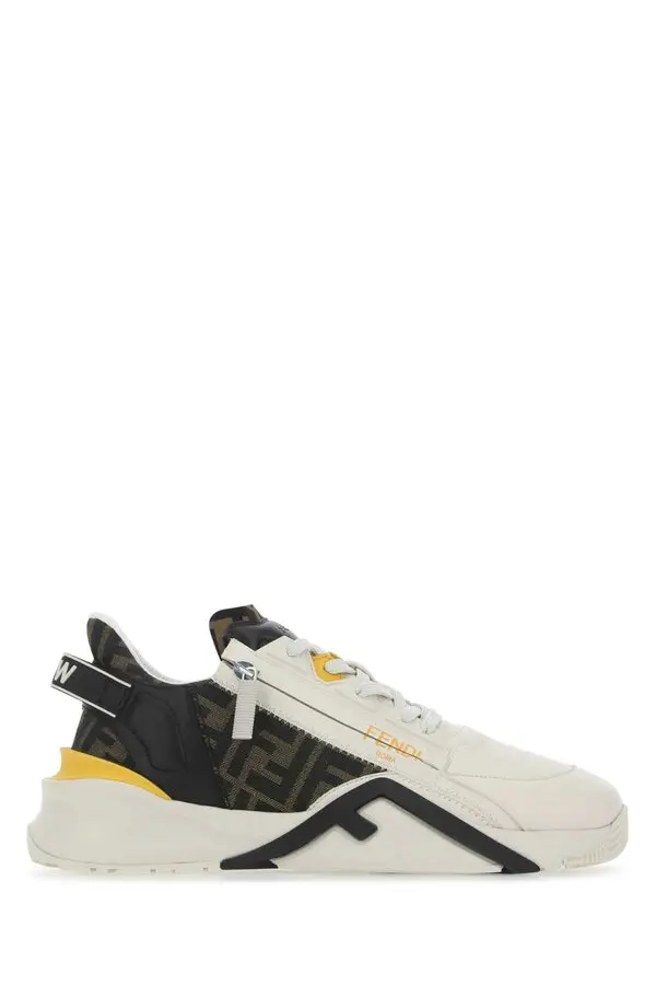 Fendi Leather And Fabric Flow Sneakers