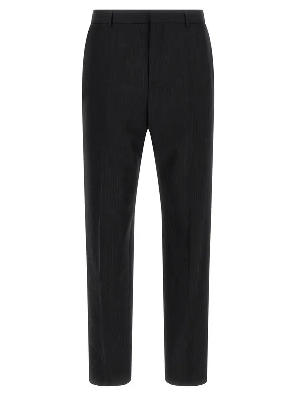 Saint Laurent Pinstriped Wool Tailored Trousers - Black
