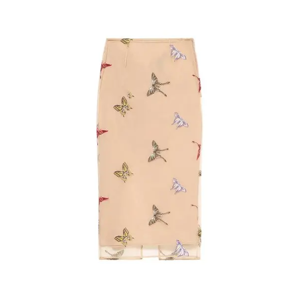 Blumarine Embellished Butterfly Straight Skirt