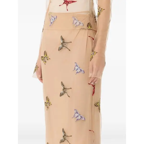 Blumarine Embellished Butterfly Straight Skirt