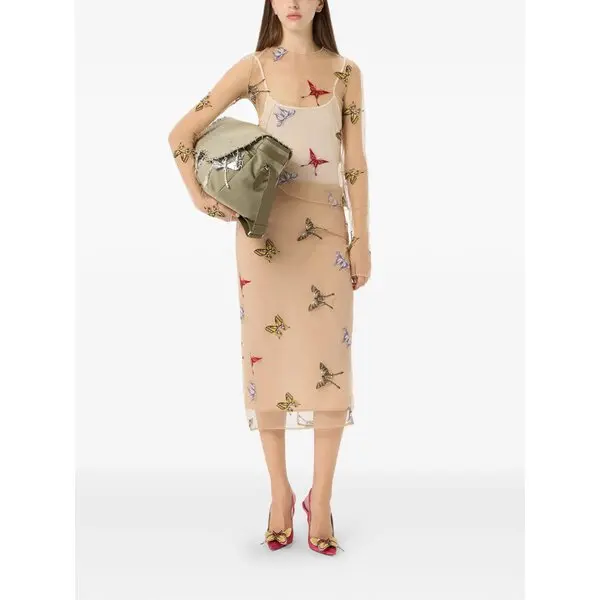 Blumarine Embellished Butterfly Straight Skirt