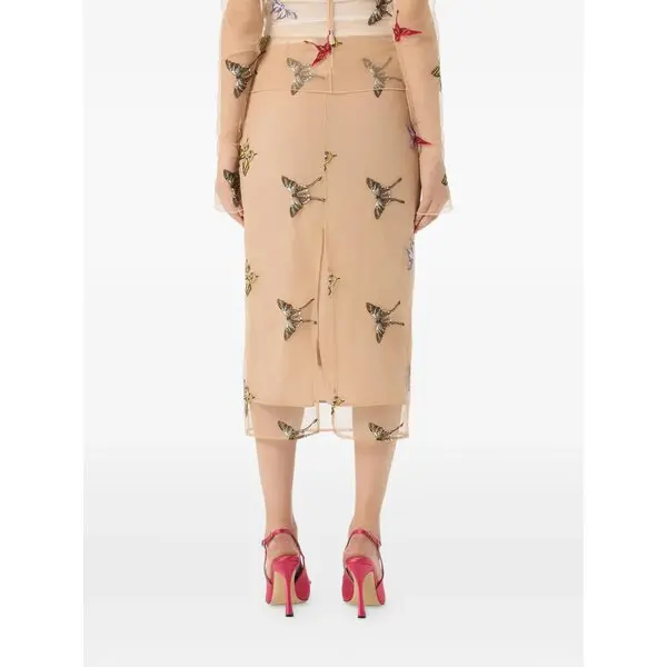 Blumarine Embellished Butterfly Straight Skirt