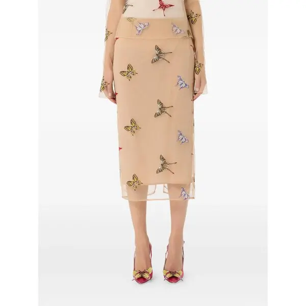 Blumarine Embellished Butterfly Straight Skirt
