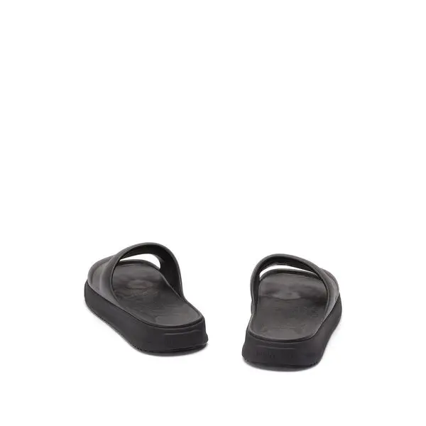 Moncler Embossed Logo Platform Sole Slides - Black