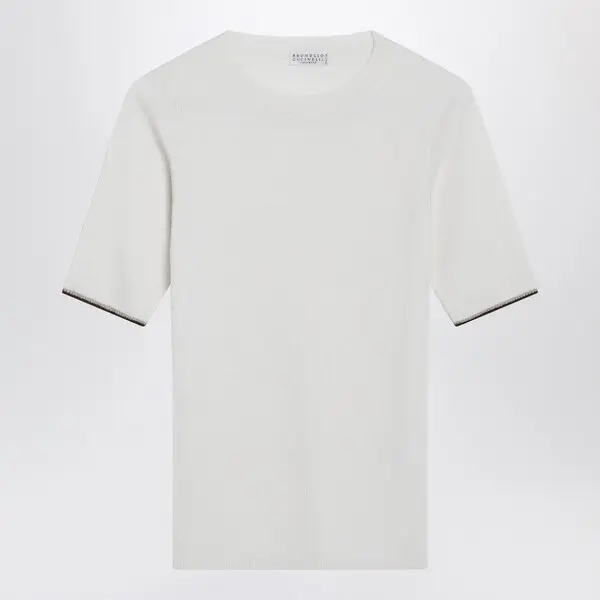 Brunello Cucinelli White Cashmere And Silk Knit Top