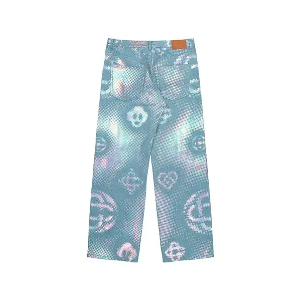 Casablanca Denim Wide-leg Jeans With Monogram Pattern