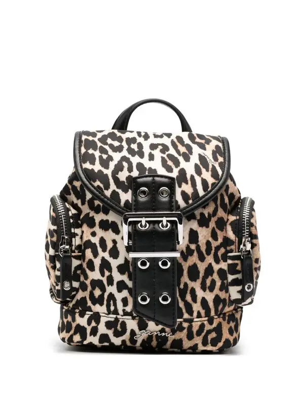 GANNI Bucky Leopard Print Backpack - Multicolor