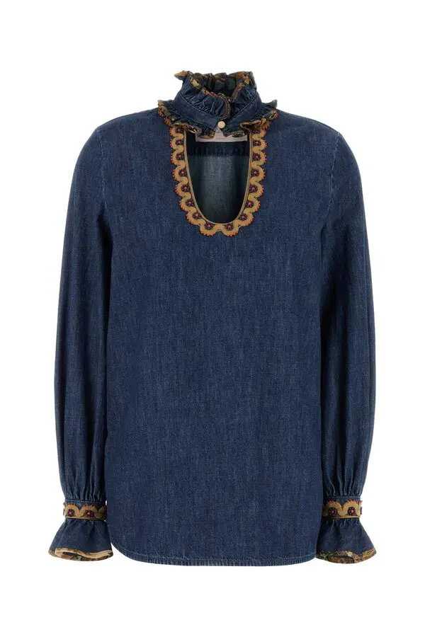 Valentino Garavani Chambray Denim Blouse - Blue