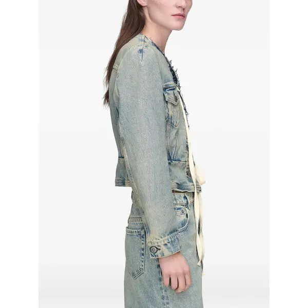 MAISON MARGIELA Cotton Denim Jacket With Deep V-neck And Tie Closure