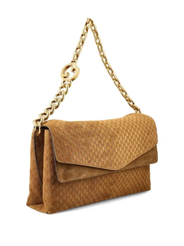 Gucci Gg Chain Suede Leather Shoulder Bag