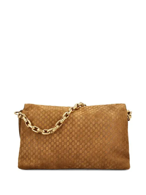 Gucci Gg Chain Suede Leather Shoulder Bag