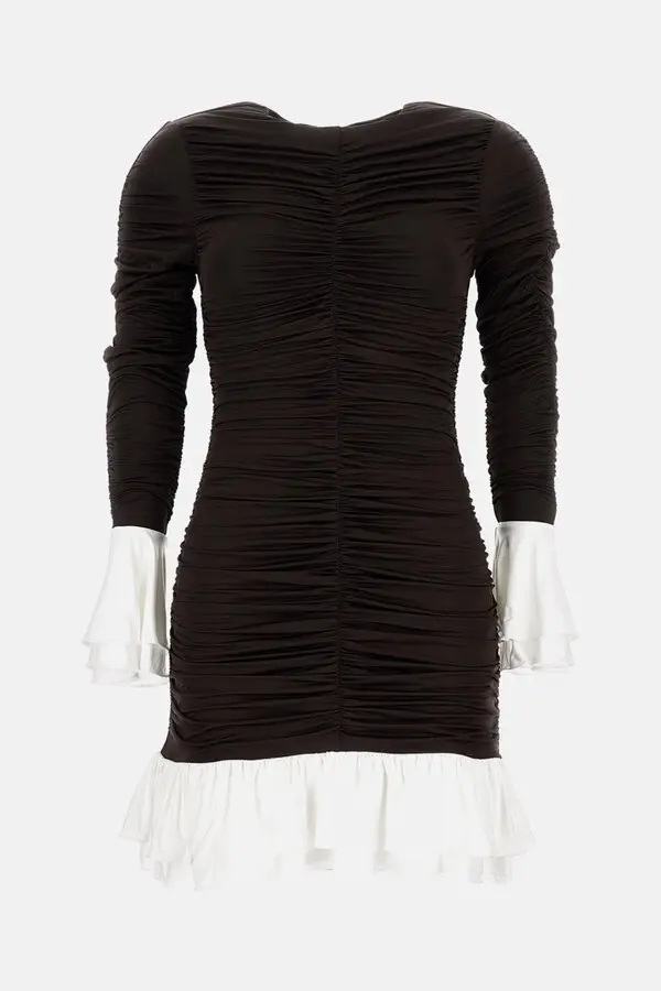 ROTATE BY BIRGER CHRISTENSEN Mini Ruched Dress With Ruffle Details - Multicolor