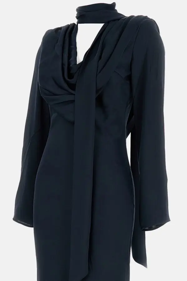 ROTATE BY BIRGER CHRISTENSEN Long Draped Satin Dress - Multicolor
