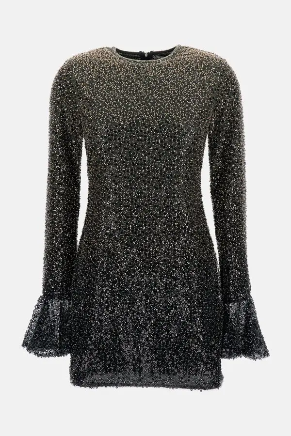 ROTATE BY BIRGER CHRISTENSEN Embellished Mini Dress With Flared Cuffs - Multicolor