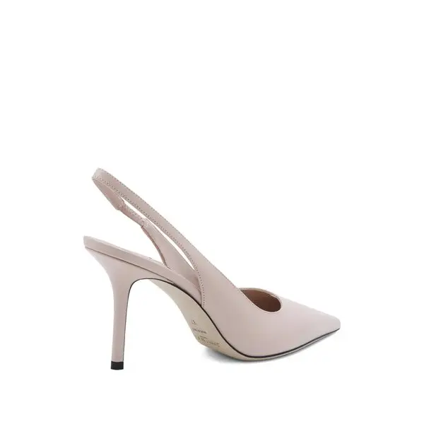 JIMMY CHOO Light Pink Pointed Toe Slingback Strap Heels - Cream
