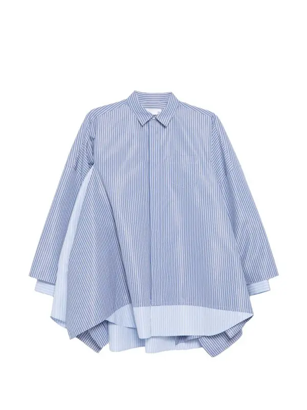 Sacai Striped Cotton Shirt With Layered Design - Multicolor