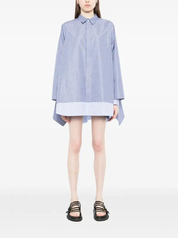 Sacai Striped Cotton Shirt With Layered Design