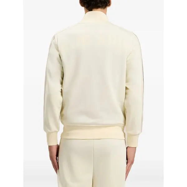 Palm Angels Ivory White Logo Embroidered Zip-up Track Jacket