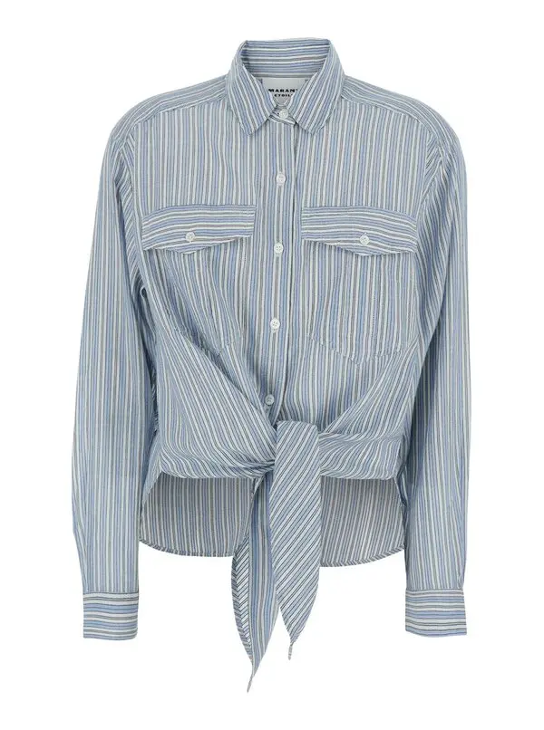 Isabel Marant Étoile Shirt With Bow Detail And Striped Motif - Blue