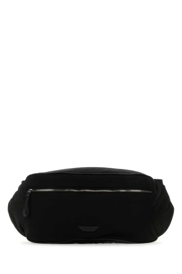 Bottega Veneta Fabric Belt Bag With Silver Tone Finishing - Black