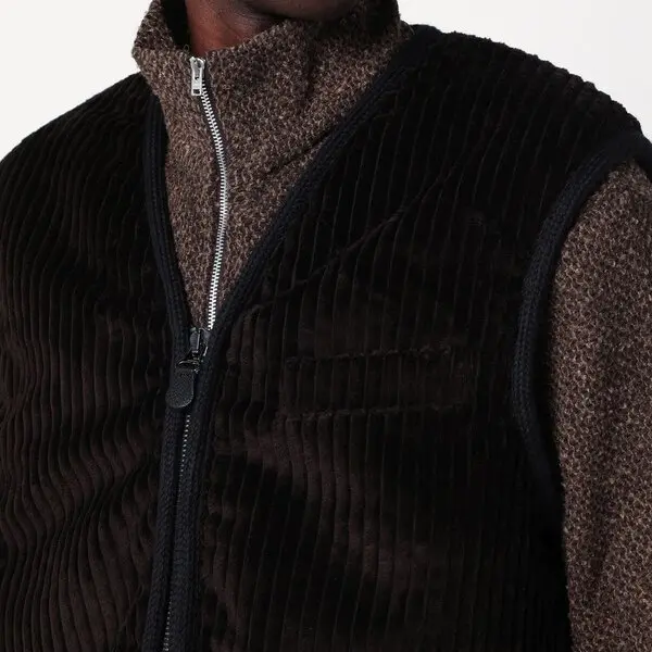 Our Legacy Brown Ribbed Velvet Zip-up Waistcoat