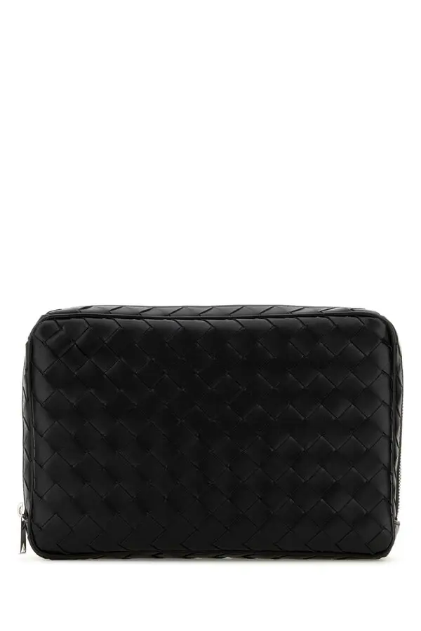 Bottega Veneta Leather Large Intrecciato Beauty Case - Black