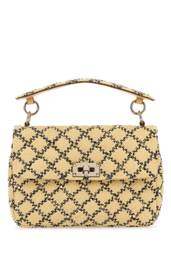 Valentino Garavani Raffia Rockstud Handbag - Brown