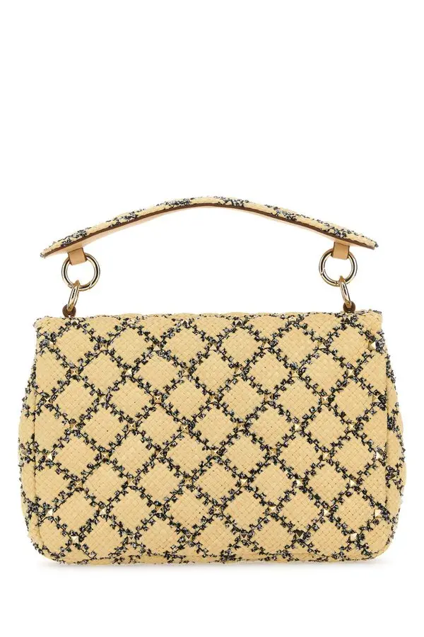 Valentino Garavani Raffia Rockstud Handbag - Brown