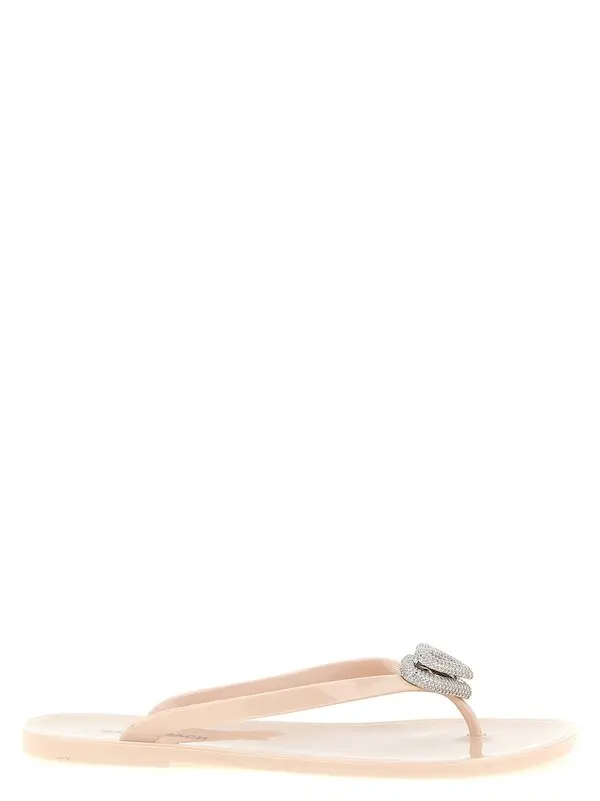 Mach & Mach Double Heart Embellished Thong Sandals - Pink