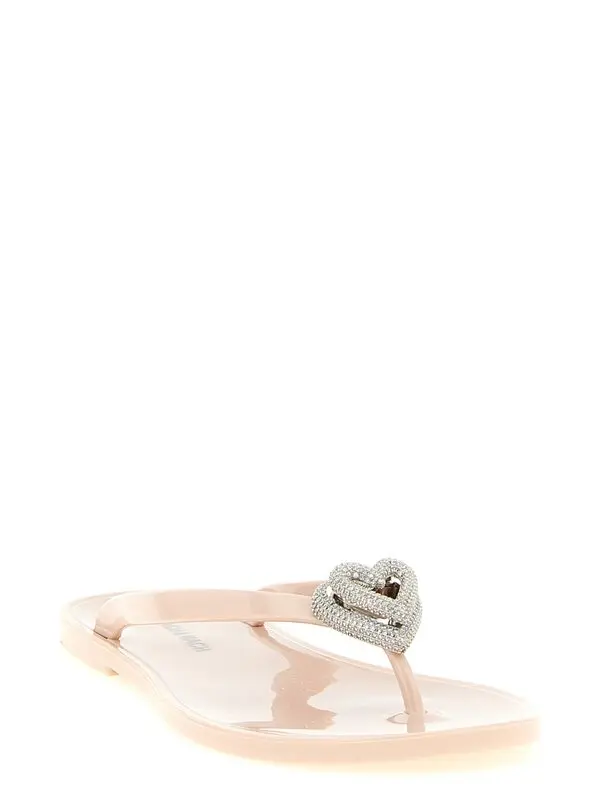 Mach & Mach Double Heart Embellished Thong Sandals - Pink