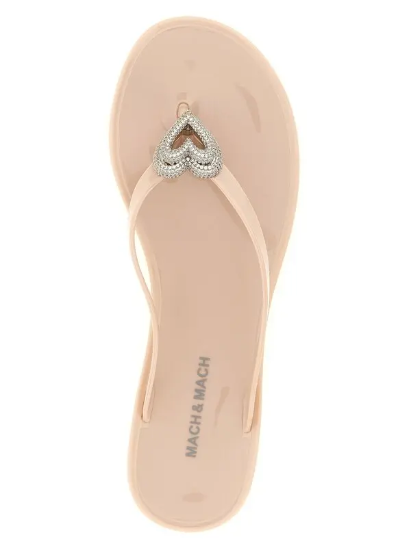 Mach & Mach Double Heart Embellished Thong Sandals - Pink