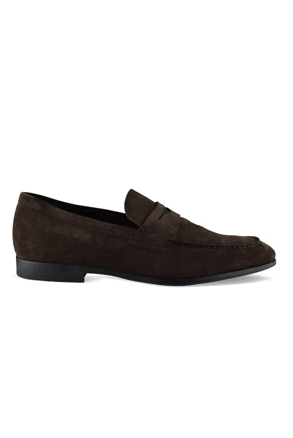 TOD'S Suede Square Toe Loafers - Brown