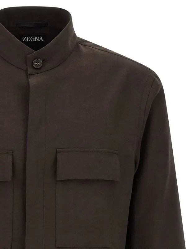 Zegna Oasi Lino' Overshirt - Brown
