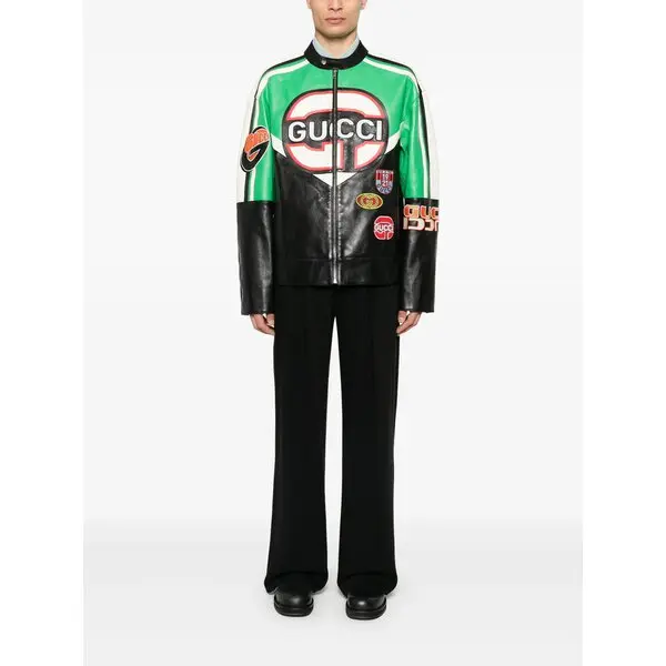 Gucci Color-block Leather Jacket