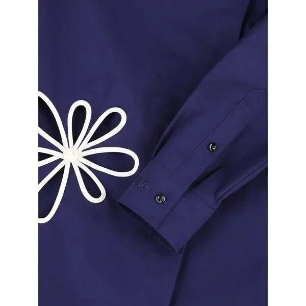 Fendi Flower Cut-out Cotton Shirt - Blue