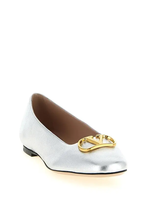 Valentino Garavani Vlogo Signature Ballet Flats - Silver