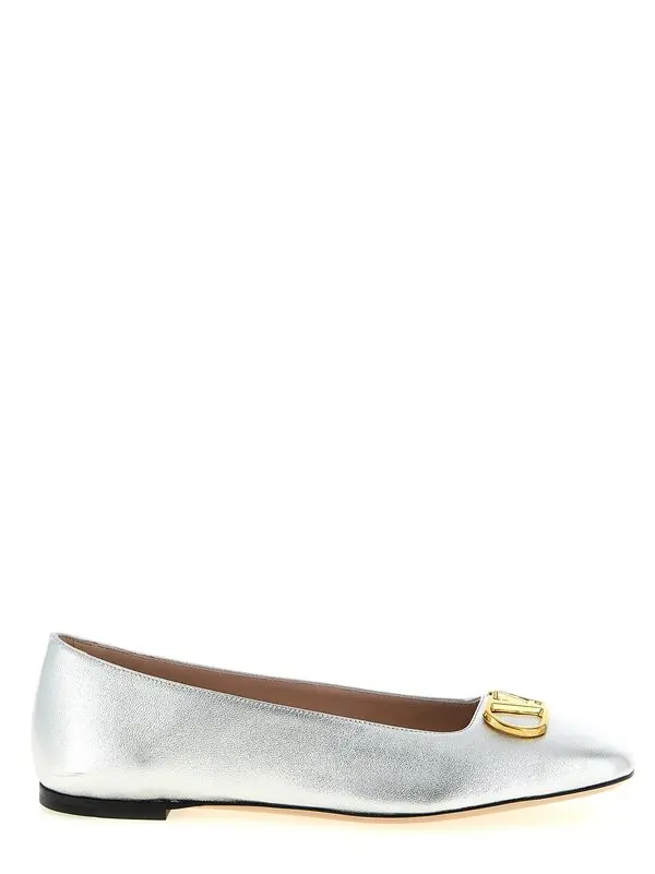 Valentino Garavani Vlogo Signature Ballet Flats - Silver