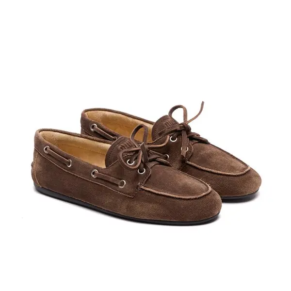 Miu Miu Suede Delave Loafers - Brown