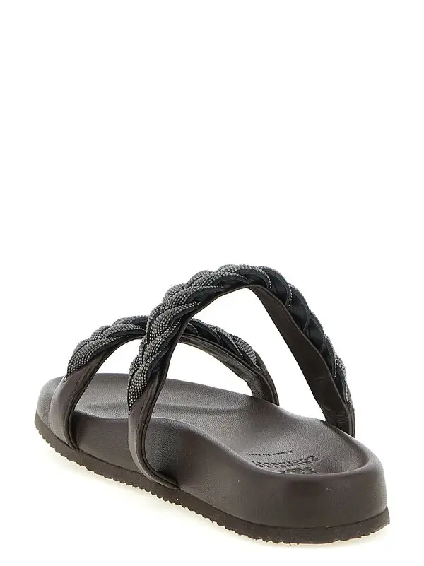 Brunello Cucinelli Precious Braided Straps Sandals - Brown