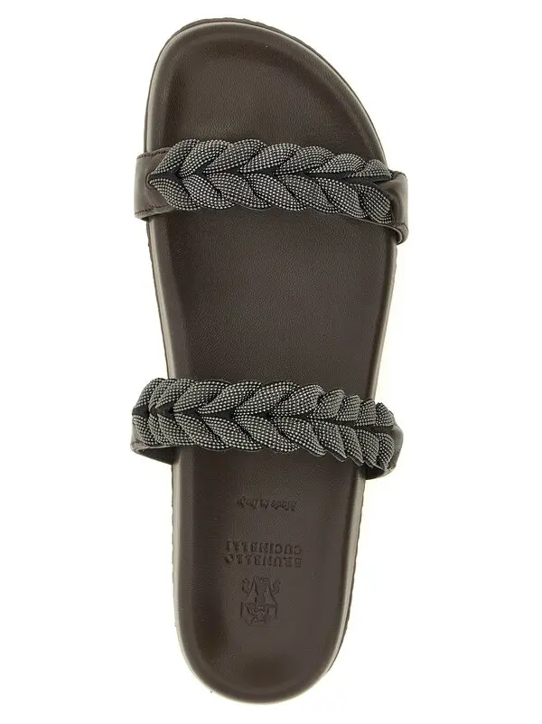 Brunello Cucinelli Precious Braided Straps Sandals - Brown