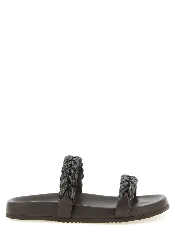 Brunello Cucinelli Precious Braided Straps Sandals - Brown