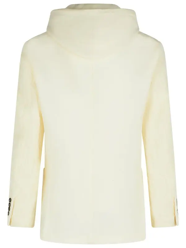 Eleventy Wool And Cashmere Blazer With Removable Hoodie - Cream