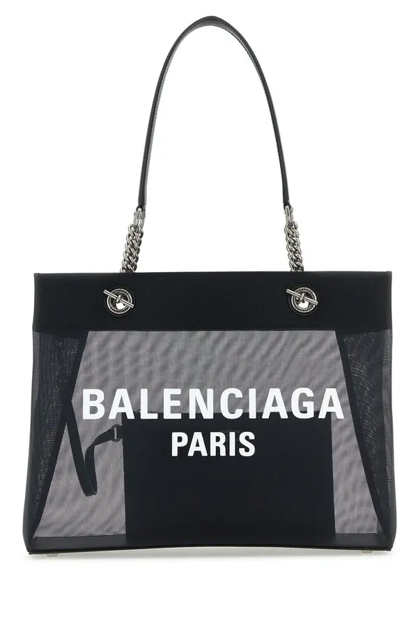 Balenciaga Black Mesh Tote Bag With Logo