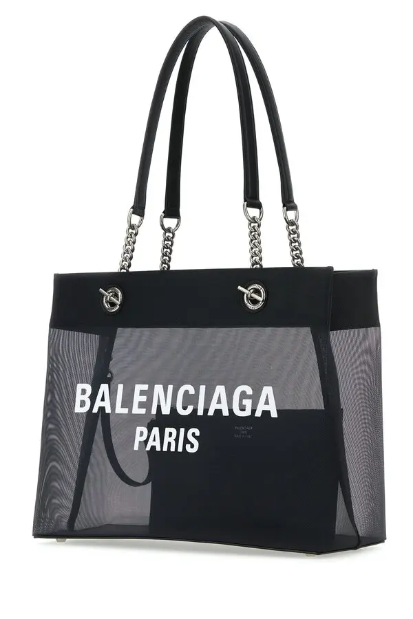 Balenciaga Black Mesh Tote Bag With Logo