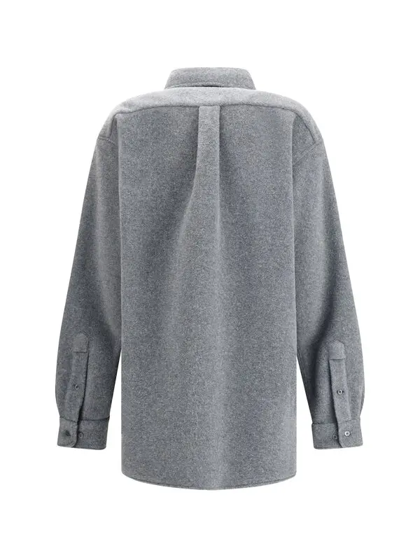 Miu Miu Cotton Button-up Shirt With Embroidered Logo - Gray